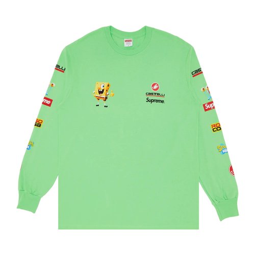 Supreme x Spongebob Squarepants x Castelli Racing Long-Sleeve Tee 'Lime ...