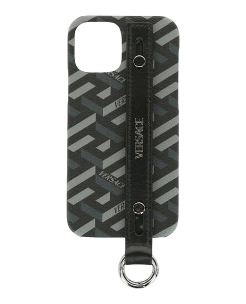 Versace Coated Canvas La Greca iPhone 12 Case 'Black/Grey' | Solesense