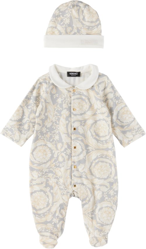 Versace Gray Barocco Jumpsuit & Beanie Set 'Eo-Concretebone+B ...