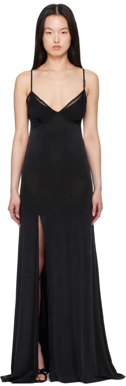 Versace Jeans Couture Black Slip Maxi Dress 'E899 Black' - E78HAO9-00_EJ_0190 | Solesense