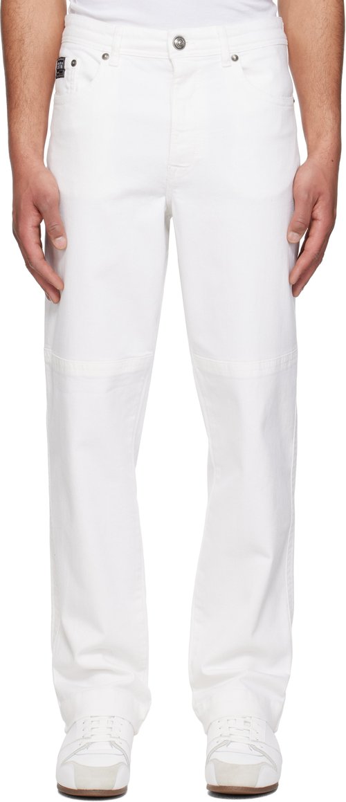 Versace Jeans Couture White Logo Plaque Jeans 'E003 White' - E78GAB5-02 ...