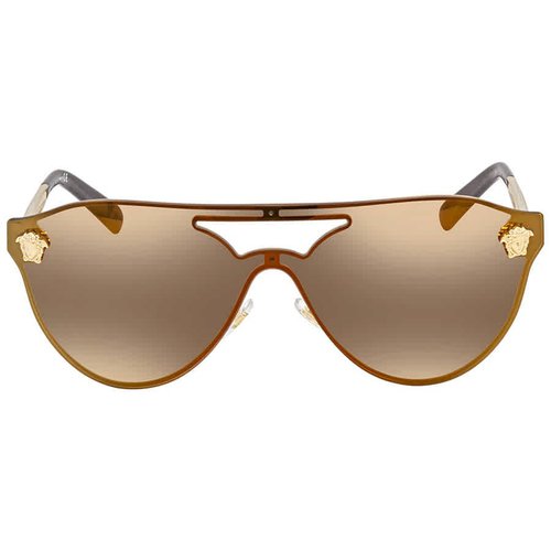 Versace Mirror Gold Pilot Sunglasses VE2161 1002F9 42 'Brown/Gold Tone ...