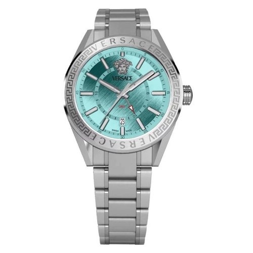 Versace V-Code GMT Quartz Turquoise Dial Watch VEAFA0324 'Green/Silver ...
